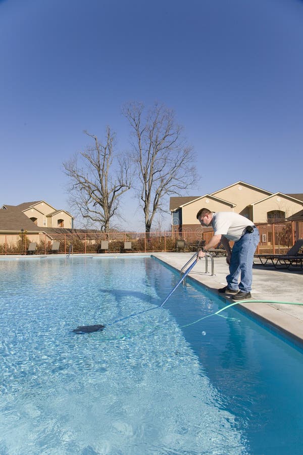 Active Pool Service Technician Stock Photo - Image of clean, cleaner ...