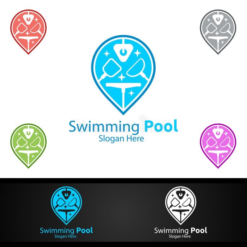 Swimming Pool Service Logo with Cleaning Pool and Maintenance Concept ...