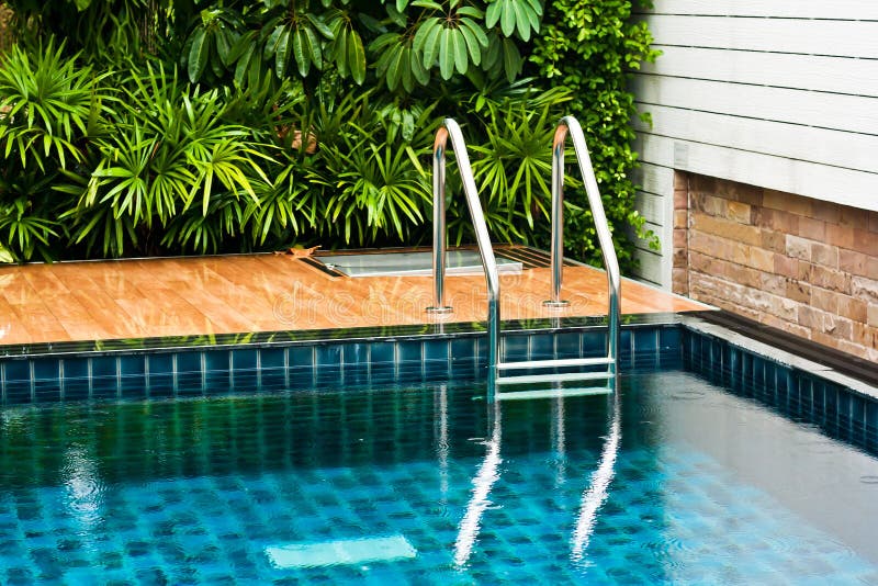 Swimming Pool Side in Garden Stock Photo - Image of pleasure, natural ...