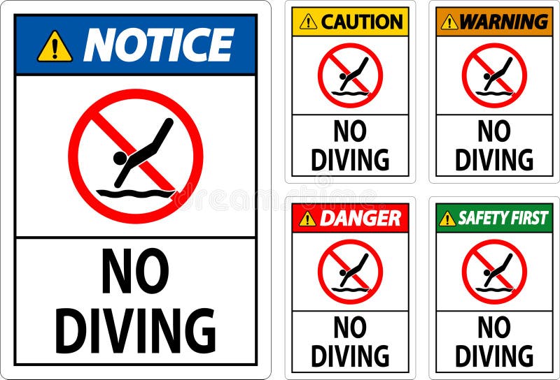 Swimming Pool Sign Attention No Diving Stock Vector - Illustration of ...