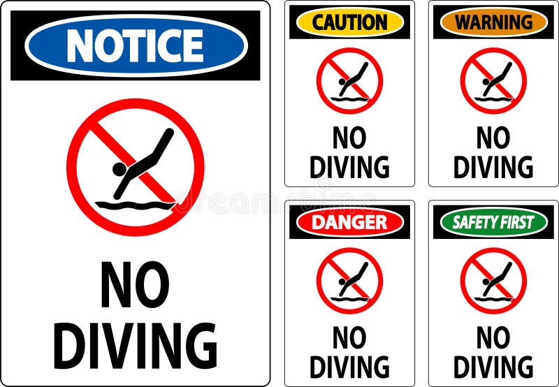 Swimming Pool Sign Attention No Diving Stock Vector - Illustration of ...