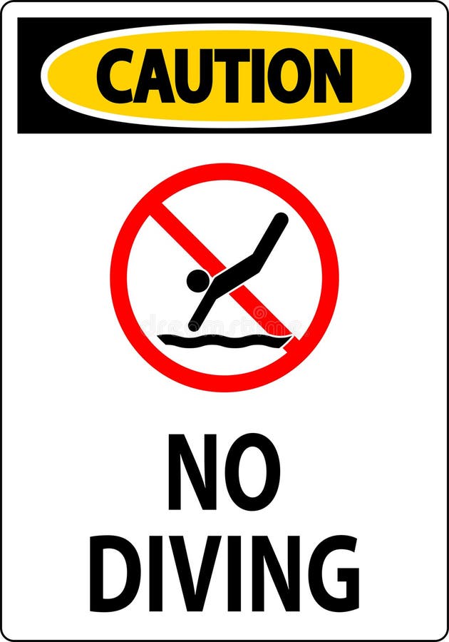 Swimming Pool Sign Caution No Diving Stock Vector - Illustration of ...
