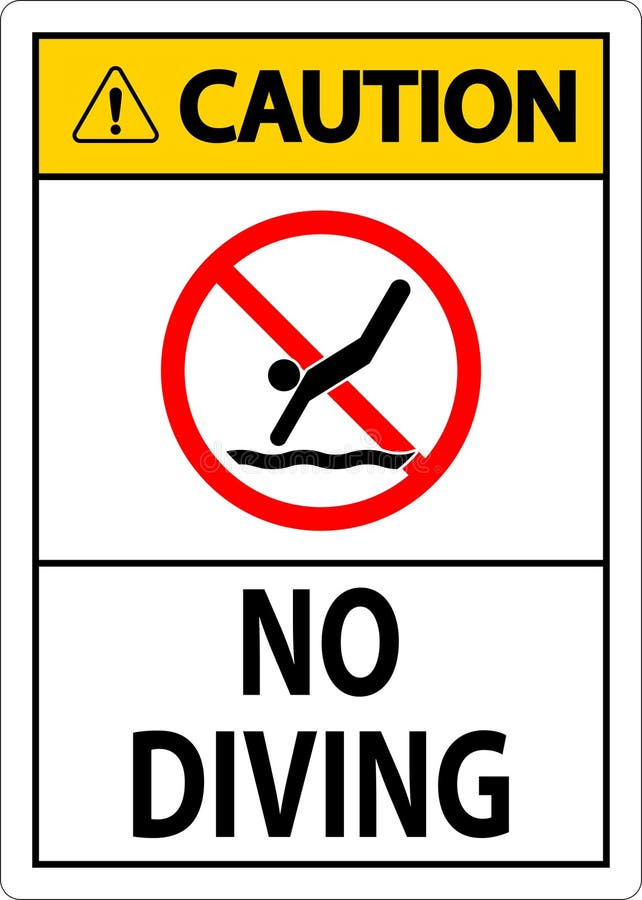 Swimming Pool Sign Caution No Diving Stock Vector - Illustration of ...