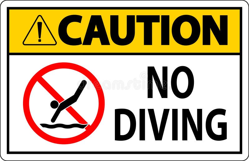 Swimming Pool Sign Caution No Diving Stock Vector - Illustration of ...