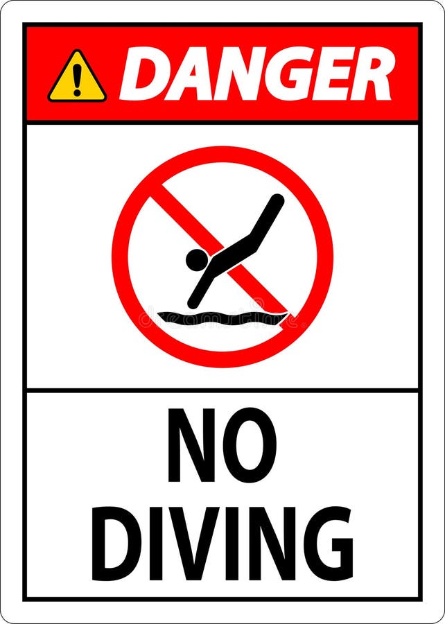 Swimming Pool Sign Danger No Diving Stock Vector - Illustration of ...