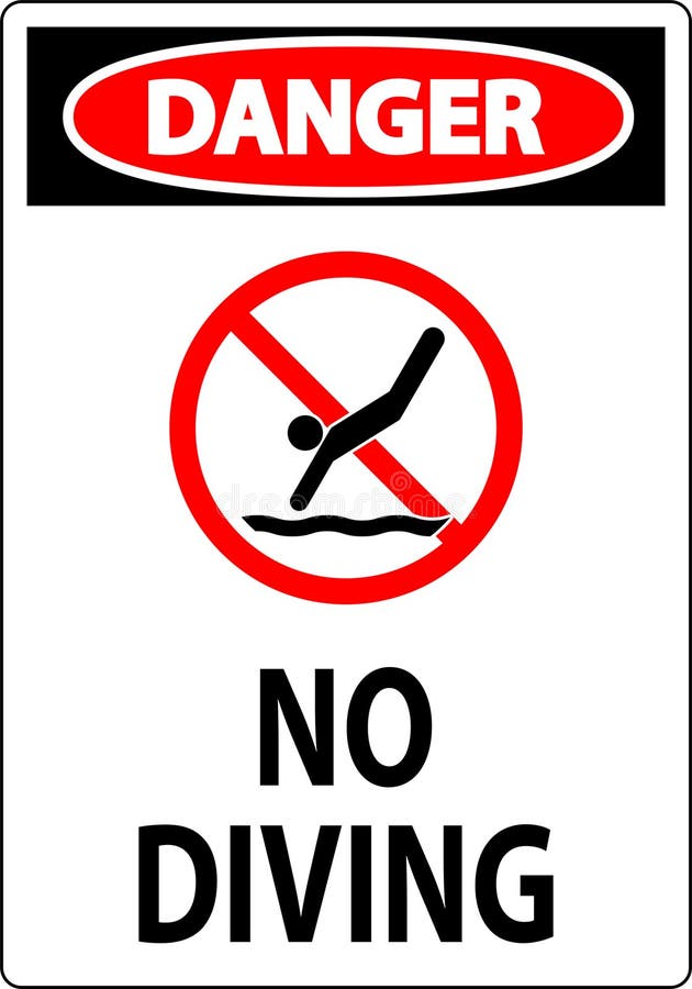 Swimming Pool Sign Danger No Diving Stock Vector - Illustration of ...