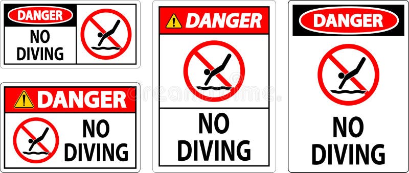 Swimming Pool Sign Danger No Diving Stock Vector - Illustration of ...