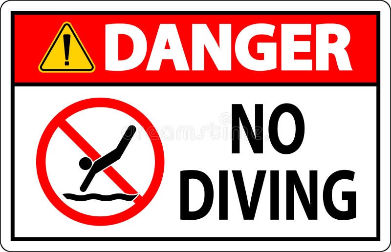Swimming Pool Sign Danger No Diving Stock Vector - Illustration of pool ...