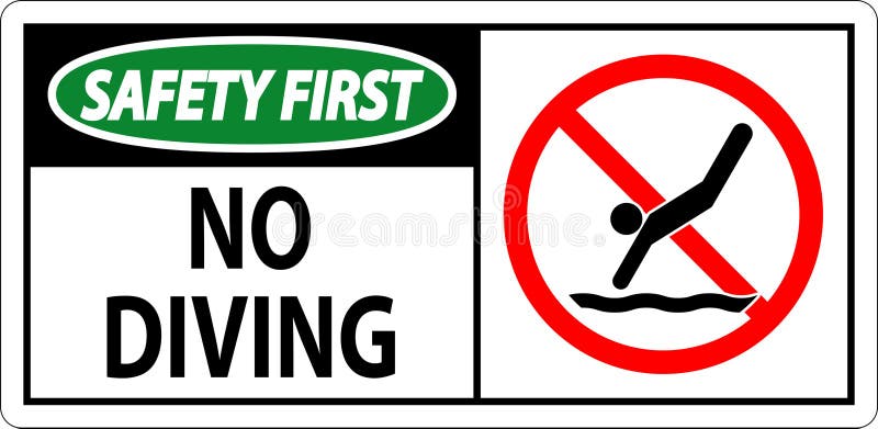 Swimming Pool Sign Safety First No Diving Stock Vector - Illustration ...