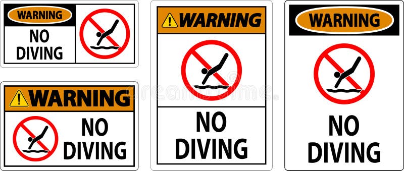 Swimming Pool Sign Warning No Diving Stock Vector - Illustration of ...