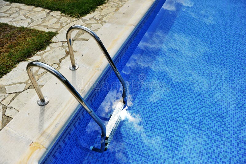 Swimming Pool, Stainless Steel Ladder Stock Photo - Image of helps ...