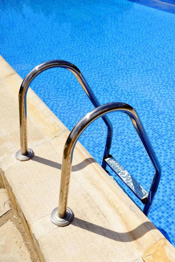 Swimming Pool, Stainless Steel Ladder Stock Image - Image of europe ...