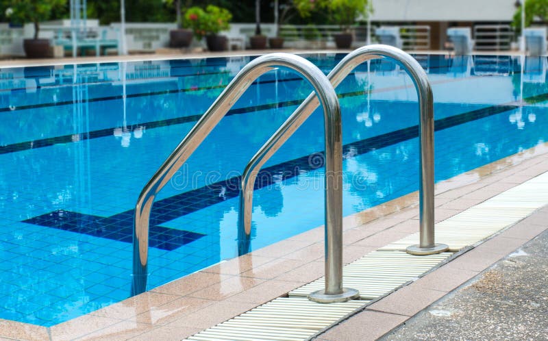 Swimming Pool with Stair at Sport Center Stock Image - Image of ...