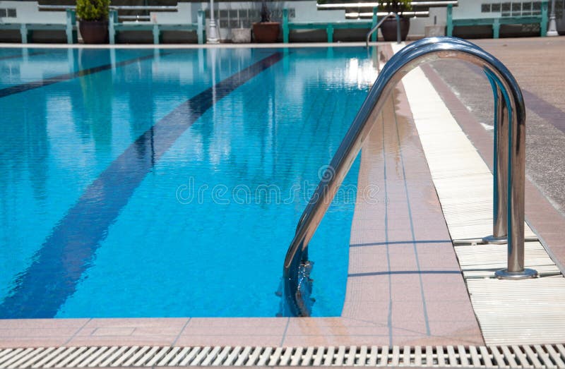 Swimming Pool with Stair at Sport Center Stock Image - Image of outside ...