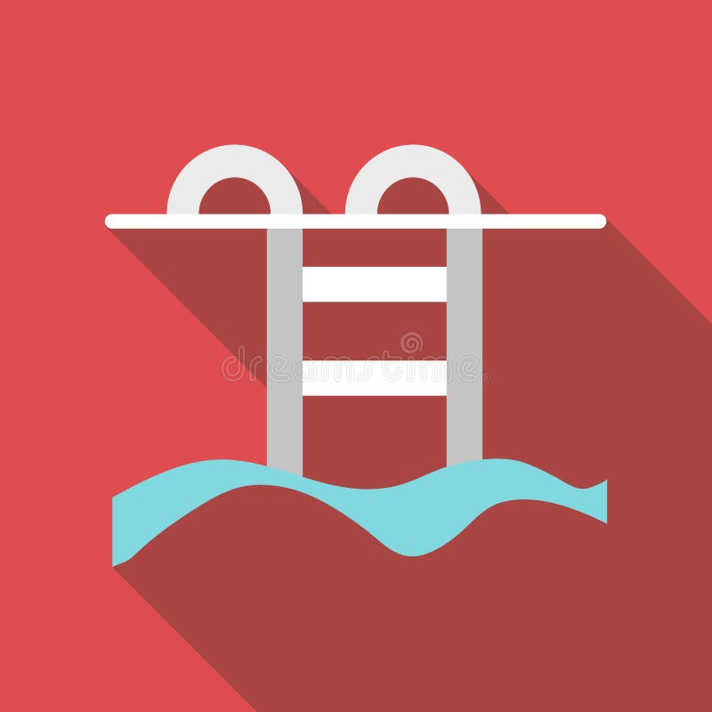 Swimming Pool with Stairs Icon, Flat Style Stock Vector - Illustration ...