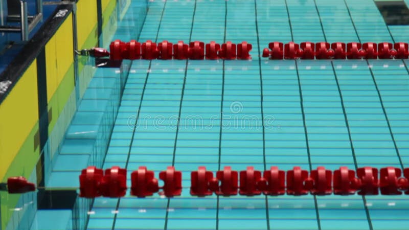 Swimming Pool and Starting Blocks, Panorama from Stock Footage - Video ...