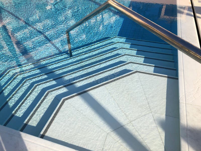 Tiled Steps of a Sparkling Swimming Pool Stock Photo - Image of clean ...