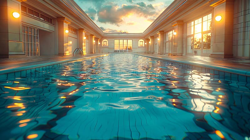 A Swimming Pool with Sun Shining through the Windows Stock Photo ...