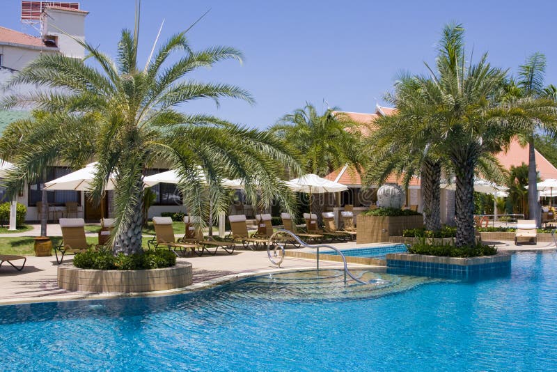 Swimming Pool on a Sunny Day. Stock Image - Image of honeymoon, island ...