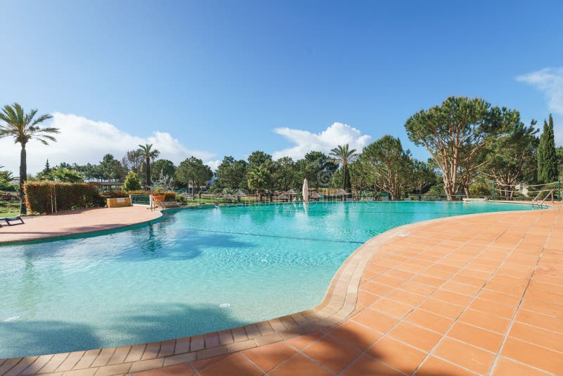 Swimming Pool in a Sunny Day beside the Sea Stock Image - Image of blue ...