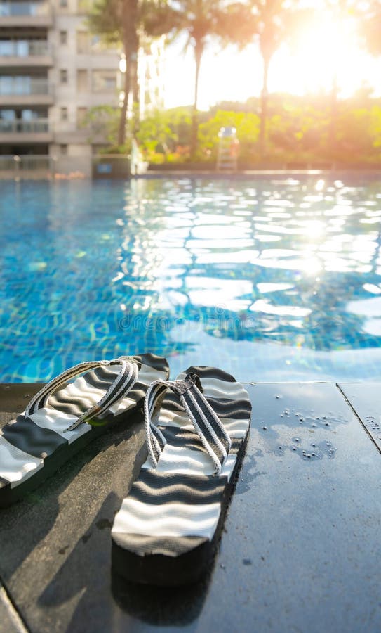 Swimming Pool in Sunny Morning with Sunflare Vertical Composition Stock ...