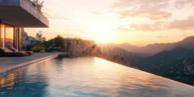 Swimming Pool Sunset stock image. Image of golden, swimming - 373228687