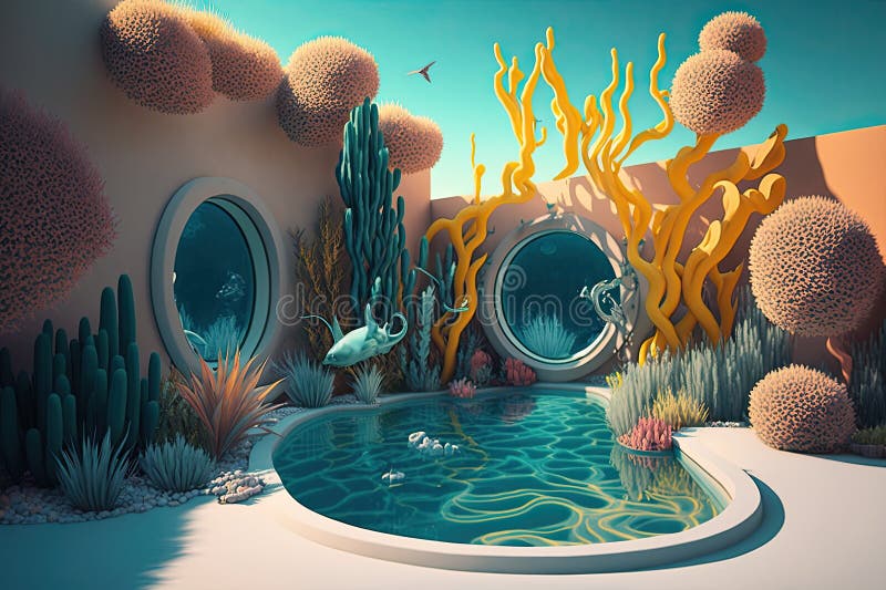 Dog Swimming with Floating Toys in Sunlit Pool Stock Image - Image of ...