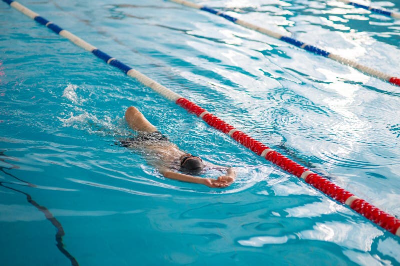 Swimming on the Pool. Swimmer Back Backstroke Editorial Photo - Image ...