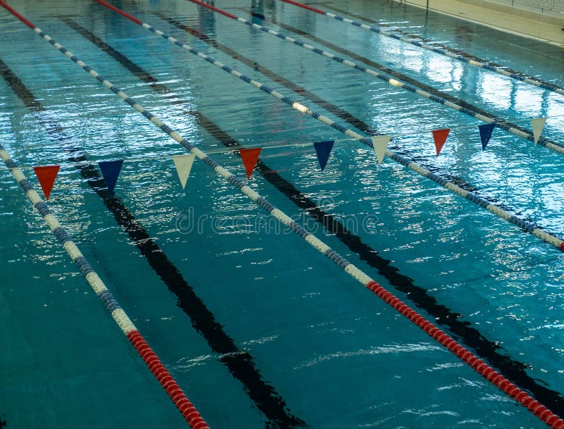 Swimming Pool for Swimming Competitions. Empty Paths of a Competitive ...