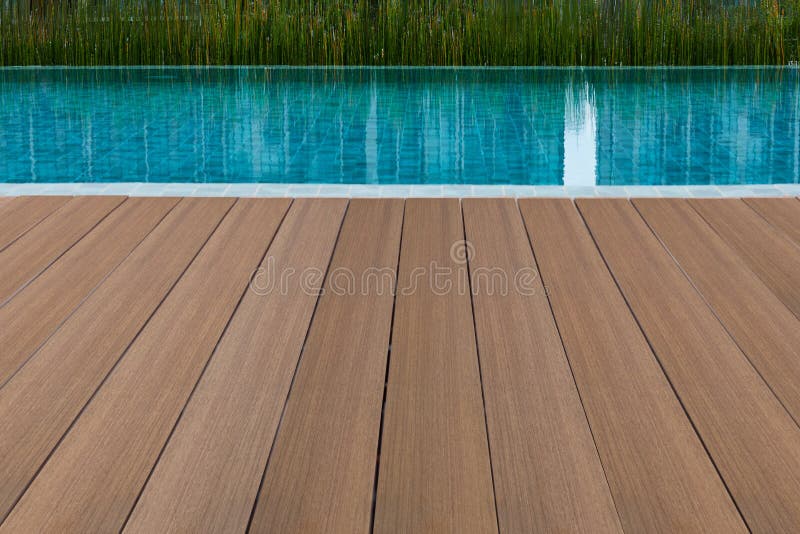 Swimming Pool Terrace Floor Wood Material Stock Photo - Image of color ...