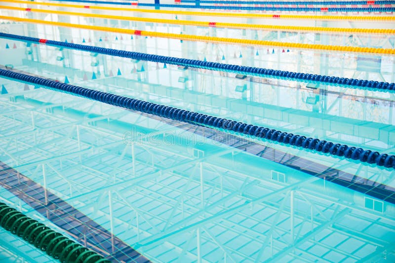 Track Swimming Pool with Turquoise Water before a Competition Stock ...