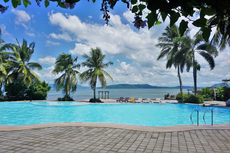 Swimming Pool in Tropical Lakeside Waterfront Stock Image - Image of ...