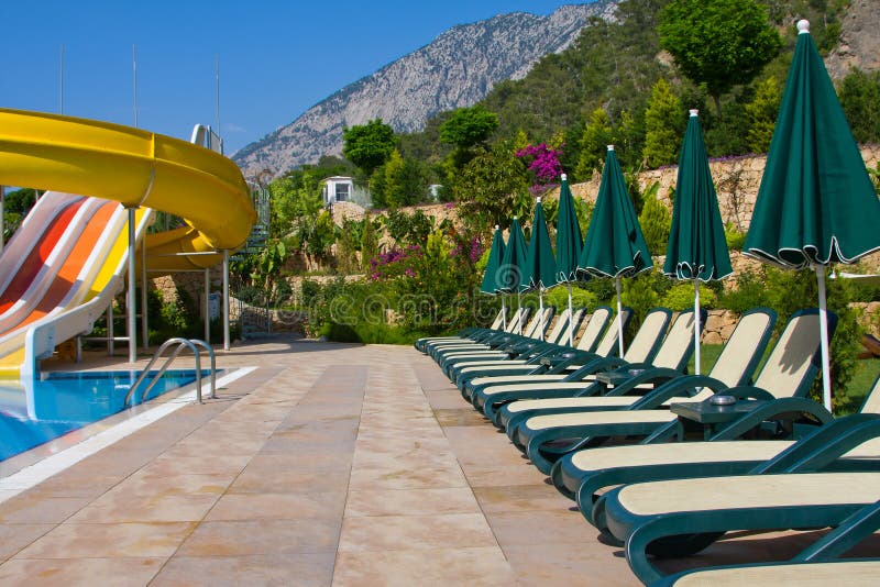 Swimming pool in Turkey stock photo. Image of pine, aquapark - 30373864