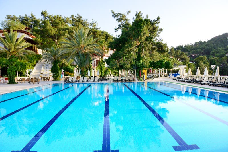 Swimming Pool on Turkish Resort Stock Image - Image of resort ...