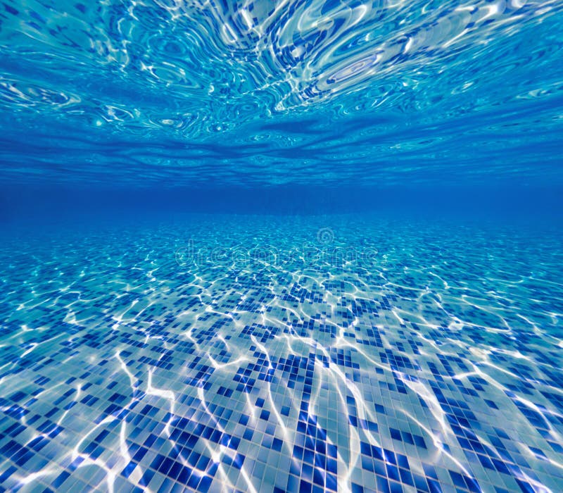 Swimming Pool Underwater, Blue Tiles with Light Caustic Reflections ...