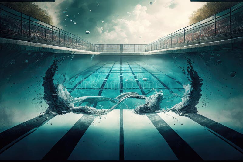 Swimming Pool with Underwater View of Swimming Lanes and Diving Boards ...
