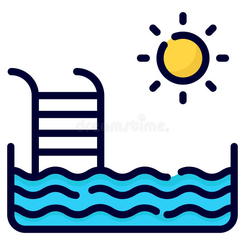 Swimming Pool Vector Icon. Colored Outline Style for Web and Mobile ...