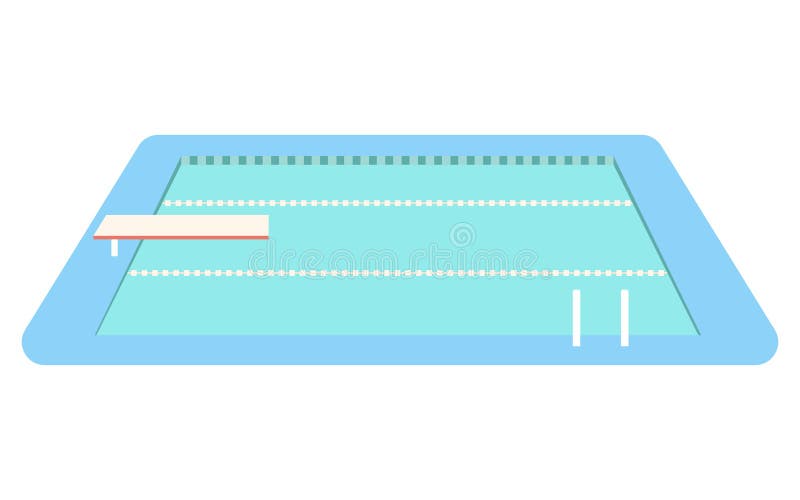 Swimming Pool Vector Illustration. Empty Rectangular Pool with Diving ...
