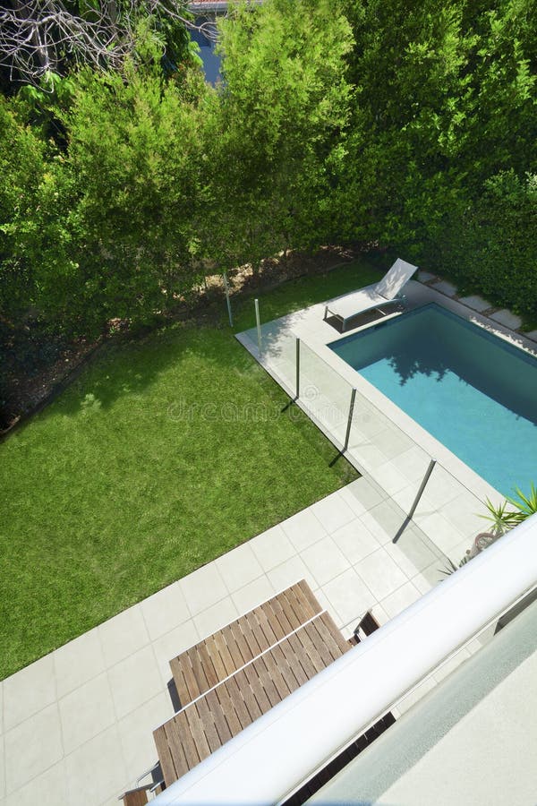 Swimming Pool View from Balcony Stock Image - Image of stylish, real ...