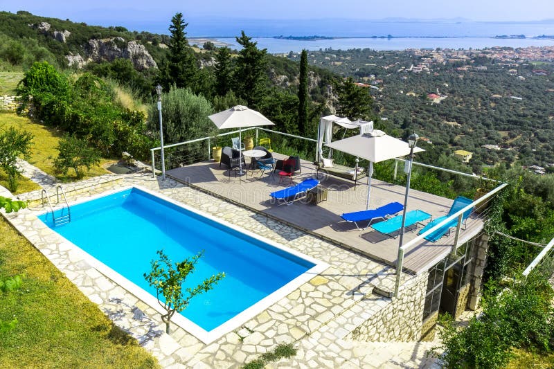 Swimming pool with a view stock image. Image of luxury - 91654989