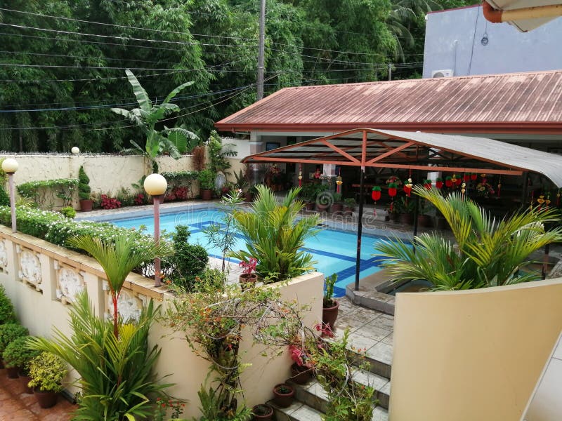 Swimming pool view stock image. Image of home, resort - 185981933