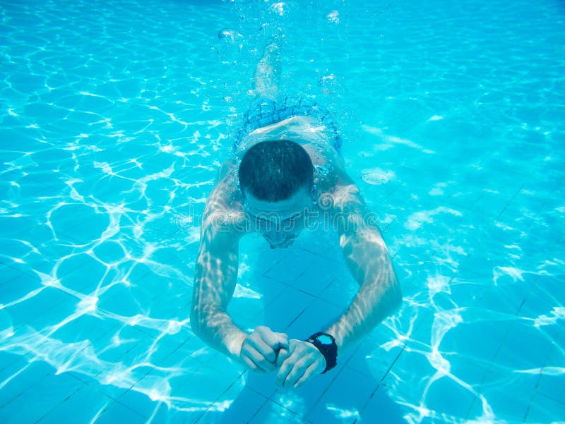 Swimming in the Pool View from Under a Water Stock Image - Image of ...