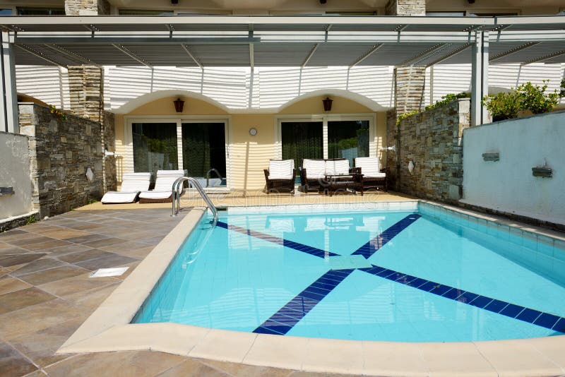 Swimming Pool by Villa at the Luxury Hotel Stock Photo - Image of ...