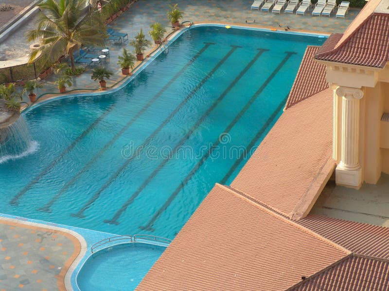 Swimming Pool with Water Fall Stock Image - Image of summertime, travel ...