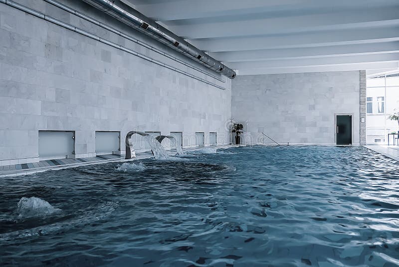 Swimming Pool with Water Guns and Jacuzzi Stock Image - Image of ...