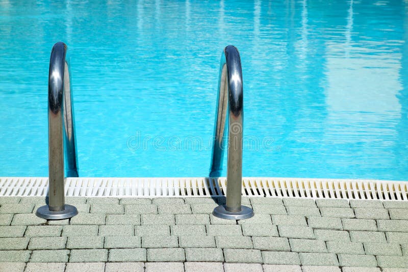 Swimming Pool Water Ladder Front Stock Image - Image of relax, close ...
