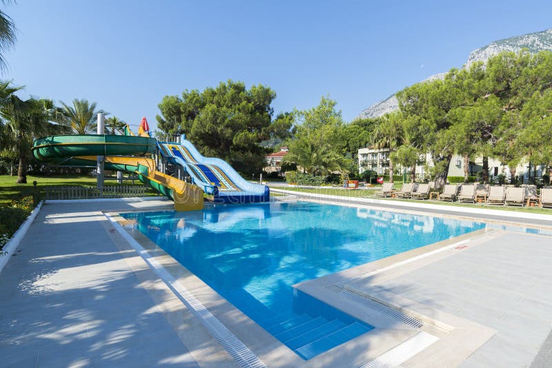 Swimming Pool with Water in Open Air Stock Image - Image of comfortable ...
