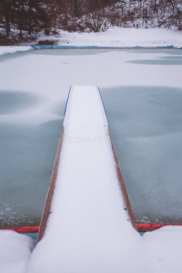 Swimming pool in winter stock image. Image of deep, ripple - 268509181