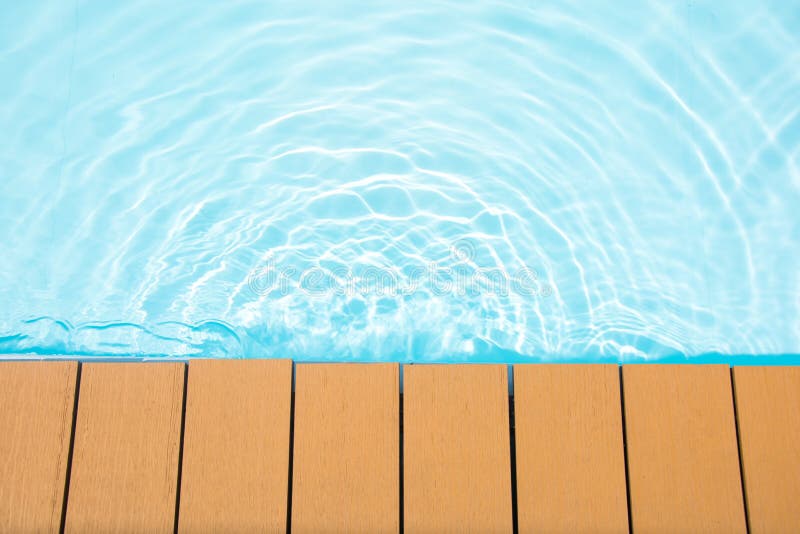 Swimming Pool and Wooden Deck for Backgrounds Stock Photo - Image of ...