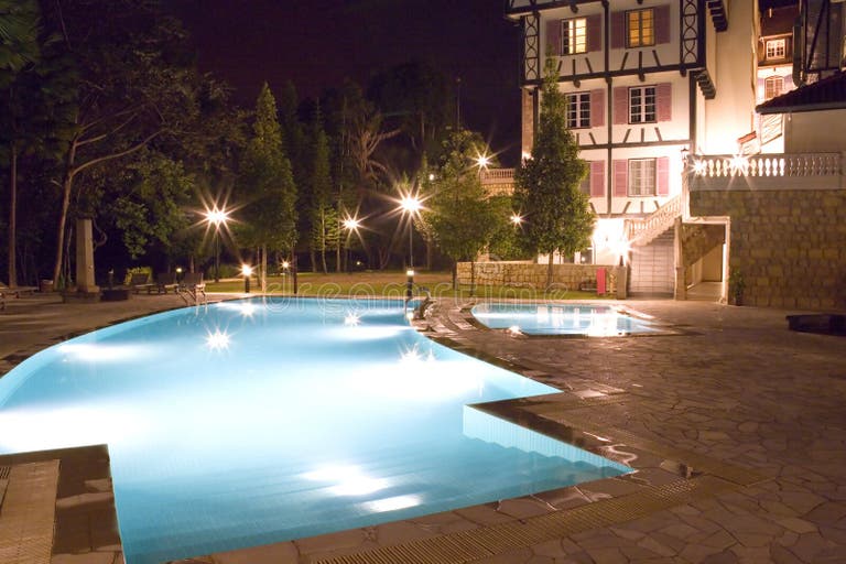 Swimming Pools at Night stock photo. Image of luxury, water - 5011854